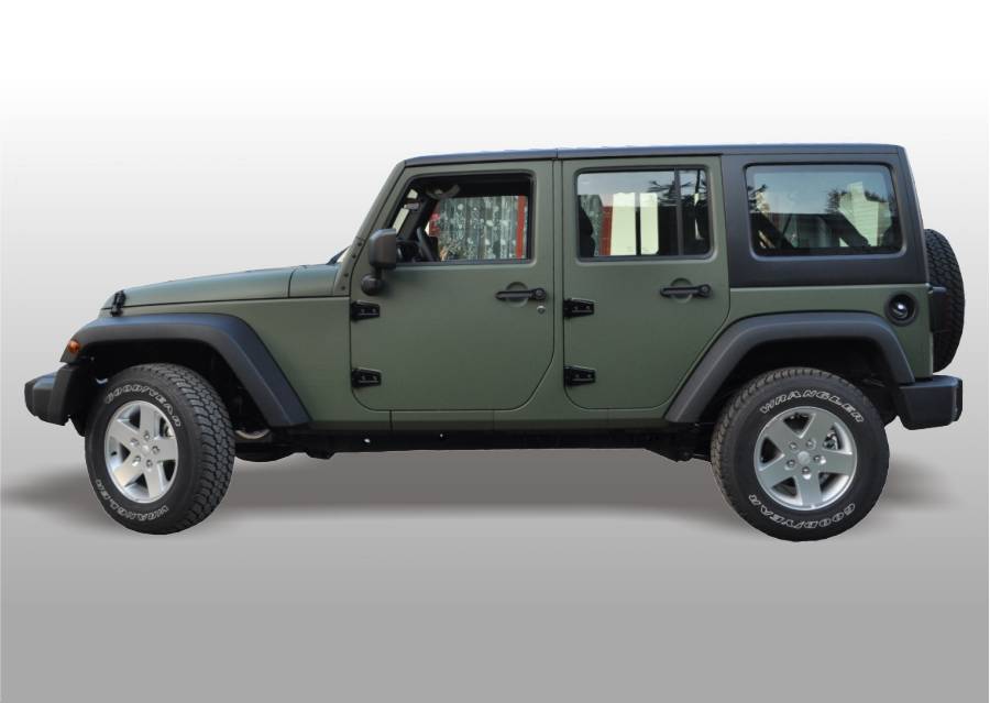 oklejanie samochodów Jeep Wrangler zielony mat - military green oklejanie samochodów Jeep Wrangler zielony mat - military green